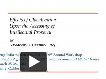 Effects of Globalization presentation | free to view