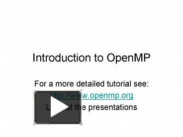 Introduction to OpenMP presentation | free to download