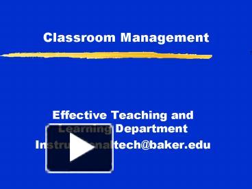 Classroom Management presentation | free to view