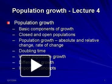 PPT – Population growth Lecture 4 PowerPoint presentation | free to ...