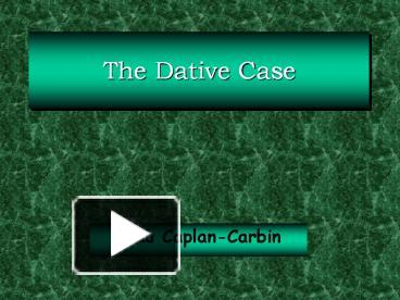 The Dative Case presentation | free to download