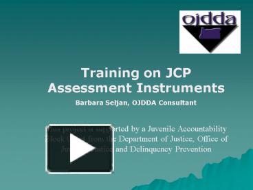 Training on JCP Assessment Instruments presentation | free to view