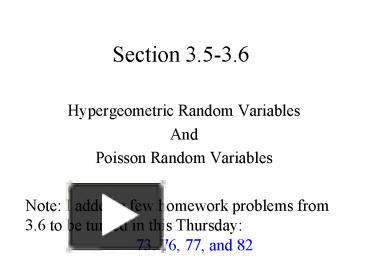 Hypergeometric Random Variables presentation | free to view