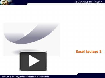 Excel Lecture 2 presentation | free to view