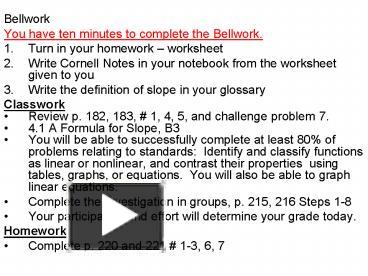 PPT – Bellwork PowerPoint presentation | free to view - id: 239e8c-NDFhM