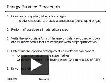 PPT – Energy Balance Procedures PowerPoint presentation | free to view ...