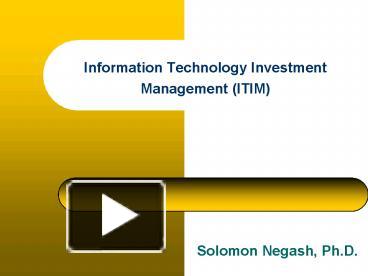 Information Technology Investment Management ITIM presentation | free to view