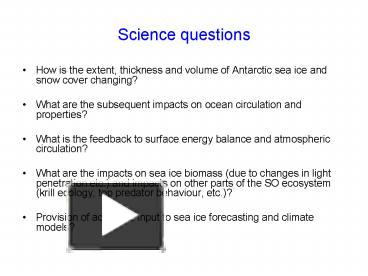 Science questions presentation | free to view