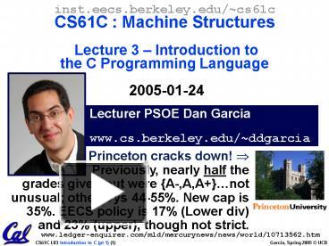 PPT – CS61C Lecture 13 PowerPoint presentation | free to download - id: 23cd1-N2ExM