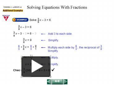 Solving Equations With Fractions presentation | free to view