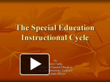 PPT – The Special Education Instructional Cycle PowerPoint presentation ...