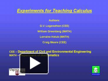 PPT – Experiments for Teaching Calculus PowerPoint presentation | free ...