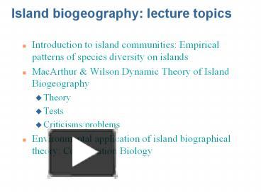 Island biogeography: lecture topics presentation | free to download