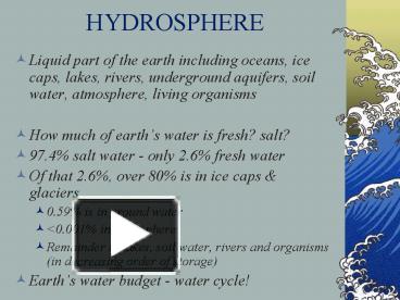 HYDROSPHERE presentation | free to view