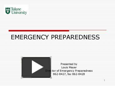 EMERGENCY PREPAREDNESS presentation | free to view