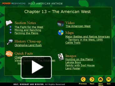 Chapter 13 The American West presentation | free to view