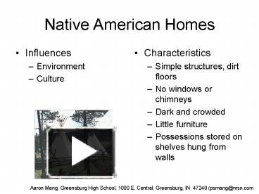 Native American Homes presentation | free to view