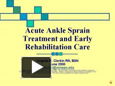 PPT – Acute Ankle Sprain Treatment and Early Rehabilitation Care PowerPoint presentation | free ...