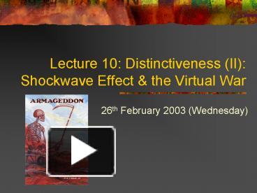 PPT – Lecture 10: Distinctiveness (II): Shockwave Effect PowerPoint presentation | free to view ...