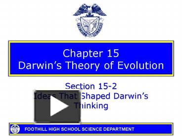 PPT – Chapter 15 Darwins Theory of Evolution PowerPoint presentation ...