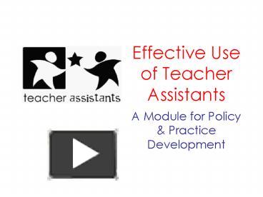 Effective Use of Teacher Assistants A Module for Policy presentation ...