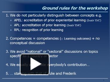 Ground rules for the workshop presentation | free to view