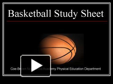 PPT – Basketball Study Sheet PowerPoint presentation | free to view ...
