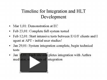 Timeline for Integration and HLT Development presentation | free to ...
