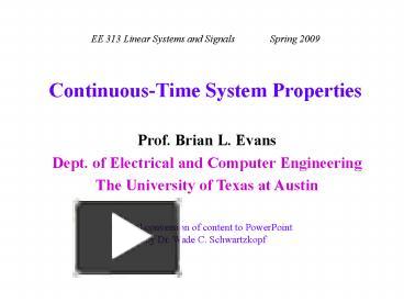 ContinuousTime System Properties presentation | free to view
