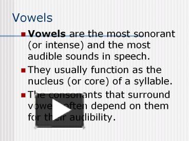 PPT – Vowels PowerPoint presentation | free to view - id: 24943b-ZDc1Z