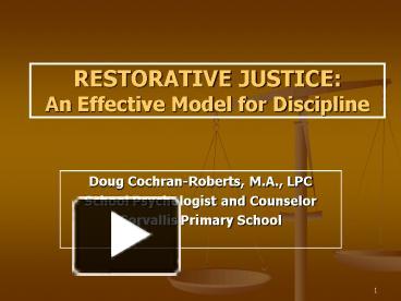 PPT – RESTORATIVE JUSTICE: An Effective Model for Discipline PowerPoint ...