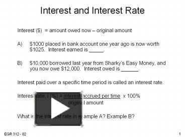 PPT – Interest and Interest Rate PowerPoint presentation | free to ...