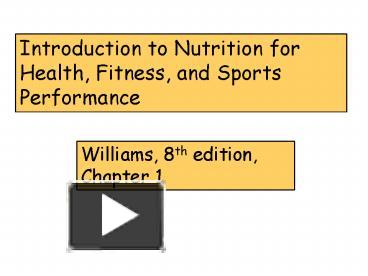Introduction to Nutrition for Health, Fitness, and Sports Performance ...