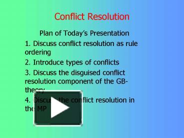 Conflict Resolution presentation | free to view