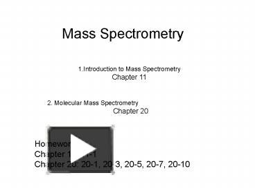 Mass Spectrometry presentation | free to view
