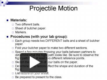 PPT – Projectile Motion PowerPoint presentation | free to view - id ...