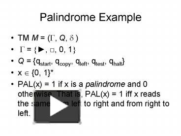 Palindrome Example presentation | free to view