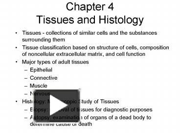 PPT – Chapter 4 Tissues and Histology PowerPoint presentation | free to ...