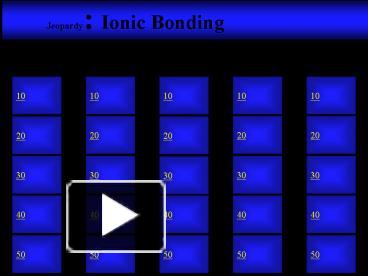 Chapter 8 Jeopardy Review Game Ionic Bonding presentation | free to view