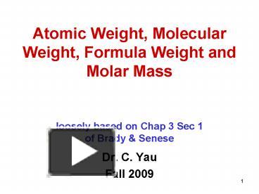 Ppt Molecular Weight And Molar Mass Powerpoint Presentation Free | My ...