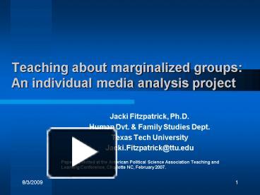 Teaching about marginalized groups: An individual media analysis ...