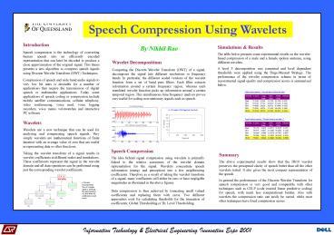 PPT – Speech Compression Using Wavelets PowerPoint presentation | free to view - id: 256ac6-ZDc1Z