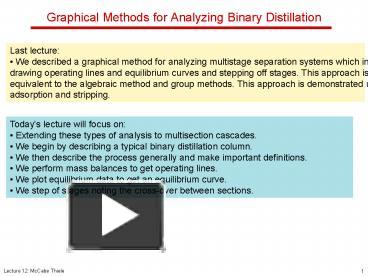 Graphical Methods for Analyzing Binary Distillation presentation | free to view