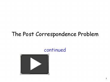 The Post Correspondence Problem presentation | free to download