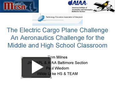 PPT – The Electric Cargo Plane Challenge An Aeronautics Challenge for ...