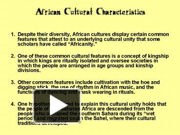African Cultural Characteristics presentation | free to view