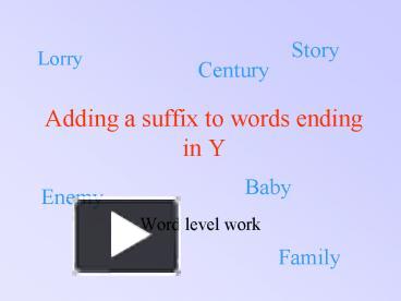 Adding a suffix to words ending in Y presentation | free to view