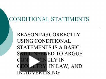 PPT – CONDITIONAL STATEMENTS PowerPoint presentation | free to view ...