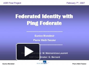Federated Identity with Ping Federate presentation | free to view