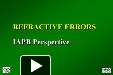 REFRACTIVE ERRORS presentation | free to view